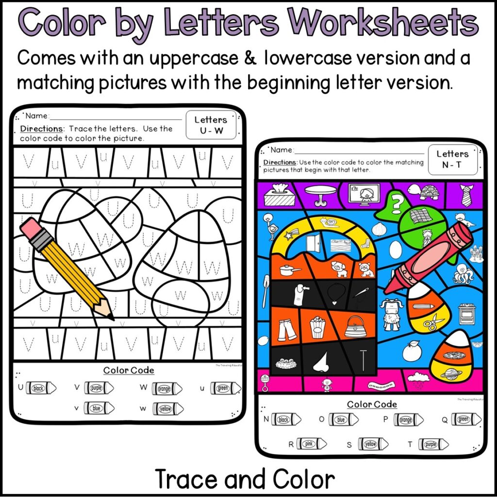 Halloween Color by Numbers, Letters, and Sight Words - The Traveling ...