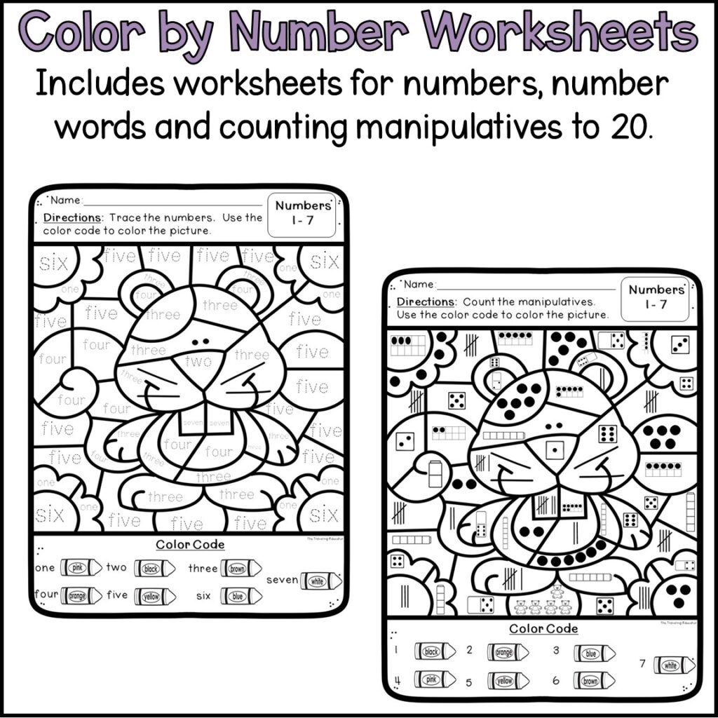 Fall Color by Number, Letter, and Sight Words - The Traveling Educator